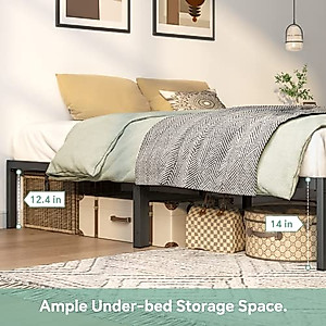FEMOND Queen Bed Frame, 14 Inch Metal Bed Frame Platform with Storage, Noise Free, Heavy Duty Steel, No Box Spring Needed, Anti-Slip, Easy Assembly (Max Load: 2500lb)