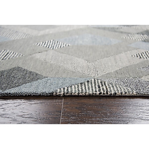 Rizzy Home | ID927A | Idyllic Collection | Wool Area Rug | 8' x 10' | Natural /Gray/Rust/Blue Geometric