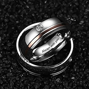 Ashleymade Personalized Couples Rings Set for Him and Her Promise Rings for Couples Free Engraving Stainless Steel Engagement Rings for Couples Valentines Day Jewelry (Ring set)