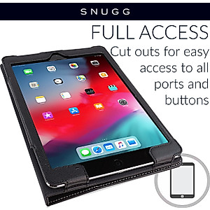 Snugg iPad 9.7 (2018/2017) & iPad Air Case, Black Leather Smart Case Cover Apple iPad Air and New iPad 2017 9.7" Protective Flip Stand Cover with Auto Wake/Sleep