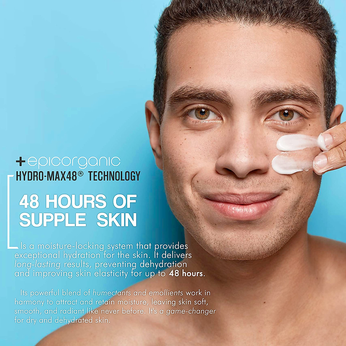 Epic Organicum Mens Face Cream | Anti Aging & Hydrating Face Moisturizer | Hyaluronic Acid, Collagen & Vitamin E Cream | Men's Skin Care | Moisturizer Face Cream | 8oz