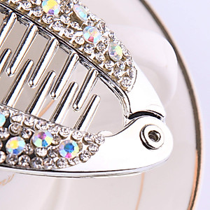 2PCS Crystal Rhinestone Banana Clip Fish Shape Claw Clips Elegant Ponytail Hair Twist Holder for Women Girl Golden Silver