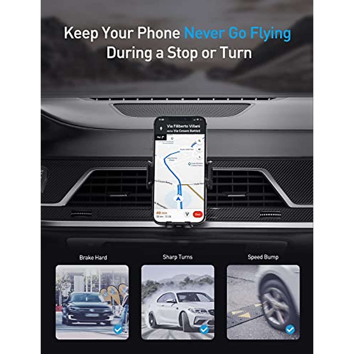Nulaxy [2022 Upgraded Vent Friendly Car Phone Holder Mount, Phone Mount for Car Fit for Horizontal and Vertical Vents, Hands Free Vent Phone Holder, Compatible with iPhone, Samsung, and More, Black