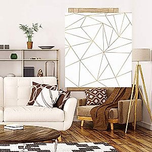 WPCTEV Window Film Non Adhesive Frosted Film Privacy Window Sticker Self Static Cling Vinly Glass Film Anti UV Decorative for Home Office White Geometry 17.5 Inch x 6.5 Feet