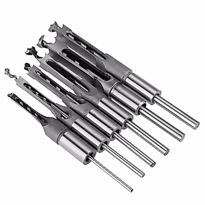 Hole Drill Bits, 6Pcs Steel Woodworking Hole Saw Mortising Chisel Mortiser Drill Bit Tool Set for Woodworker Carpenter DIY Wood Working, 1/4, 5/16, 3/8, 1/2, 9/16, 5/8-Inch