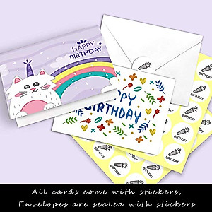 Hotcinfin Happy Birthday Cards Assortment Boxed Set, Bulk Assorted 60 Design Greeting Gift Cards With Envelopes,Stickers-Funny Blank Note for Friend, Kids,Men, Women,4X6