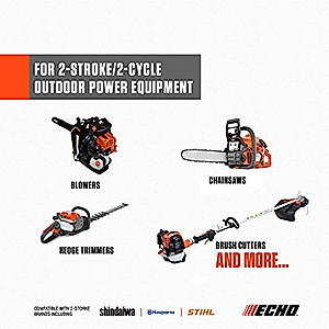 Echo Products, Echo 6450001G Power Blend Gold Oil Mix 50:1 for 2 stroke2cycle Outdoor Power Equipment, High Performance Semi Synthetic, Low Smoke Emission 2.6 fl oz (6 Pack), 6450001G 2.6 fl oz