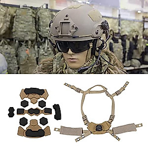 Helmet Dial Suspension System Chin Strap, 24 Hook and Fasteners Nylon Sponge Helmet Padding Kit Easy to Install for Cycling (Mud Spongeand Suspension)