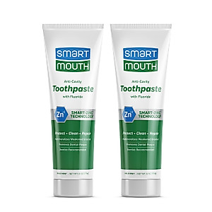 SmartMouth Premium Zinc Ion Toothpaste - Whitening Toothpaste with Fluoride - Refreshing, Anti-Cavity Toothpaste for Adults - Strengthens Enamel - Mild Mint Flavor, 6 oz (2 Pack)