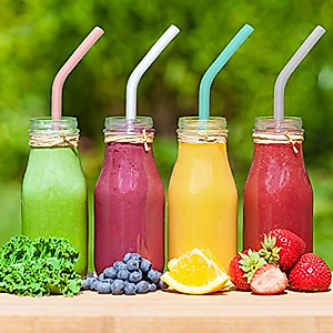 Elyum Set of 12 Reusable Silicone Straws, 10'' Extra Long Silicone Drinking Straws with 1 Bag and 2 Cleaning Brushes Multicolor BPA Free Smoothie Straw for 30oz and 20oz Tumblers (12 Bent)