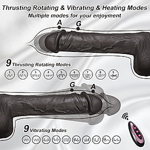 Thrusting Dildo Vibrator Sex Toy - Realistic G-Spot Silicone Suction Cup Rotating Dildos with 10 Modes & Heating for Anal Vagina Stimulation, Remote Control Adult Sex Toys & Games for Women Couples