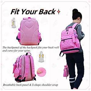 VIDOSCLA 3Pcs Heart Printing Backpack Sets Bowknot Primary Schoolbag Travel Daypack Shoulder Bag Girls Rucksack knapsack