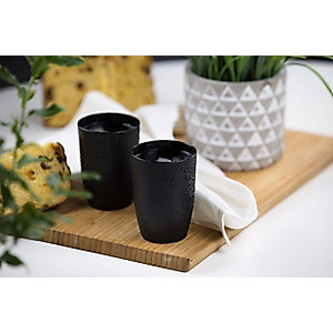 Coza- Unbreakable, Durable and Reusable Cozy Cups- for Water, Cold Drinks and Hot Drinks- BPA FRee- Set of 6 (9.3 oz each) (Set of 6, Black)