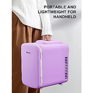 Reemix Mini Fridge, 3.7 Liter/6 Can Portable Cooler and Warmer Personal Refrigerator for Skin Care, Cosmetics, Beverage, Food,Great for Bedroom, Office, Car, Freon-Free (Purple)