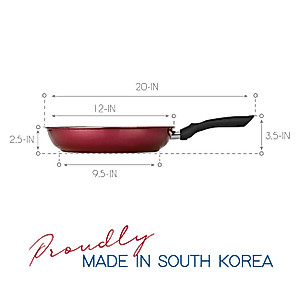 TeChef - Color Pan 12" Frying Pan with Glass Lid, Coated with DuPont Teflon® Select - Colour Collection/Non-Stick Coating (PFOA Free) / (Aubergine Purple)
