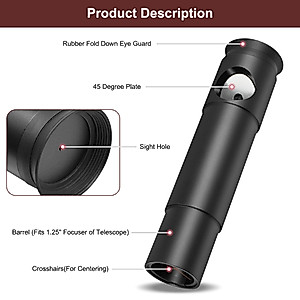 Alstar 1.25Inch Metal Collimating Cheshire Eyepiece Without Laser for Newtonian Reflector Telescope - Long Version
