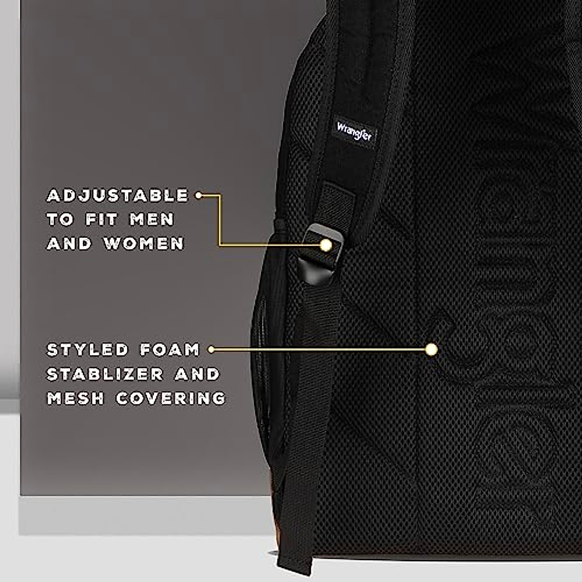 Wrangler Yellowstone Sturdy Backpack for Travel Classic Logo Water Resistant Casual Daypack for Travel with Padded Laptop Notebook Sleeve (Black Corduroy)