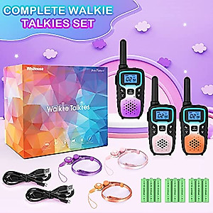 Wishouse Walkie Talkies for Kids Adults Long Range Rechargeable,Birthday Gift for 4-12 Year Old Girls Boys,Camping Gear Toys with Flashlight,SOS Siren,NOAA Weather Alert,VOX,22 Channels,Easy to Use
