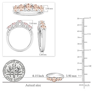 Dazzlingrock Collection 3.8mm Round Morganite 5 Stone Style Wedding Ring Band for Women in 14K White Gold, Size 8