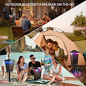 80W Outdoor Bluetooth Speaker Waterproof, True Wireless Stereo Sound with Punchy Bass, Multi-Connect up to 100 Speakers, 4 Adjustable Modes Beat-Driven Lights, Party/Patio/Pool Side/Beach, 2 Pack
