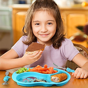 Kids Divided Plate with Utensils - Children's Meal Set with Plate, Fork and Spoon - Mermaid