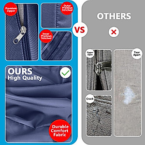 SUSIE'S GARDEN 4p Patio Cushion Covers Outdoor Patio Cushions Covers Replacement Waterproof with Zipper for 2 Pcs Patio Furniture Set, Slipcovers for Outdoor Cushions Dark Blue, Covers Only