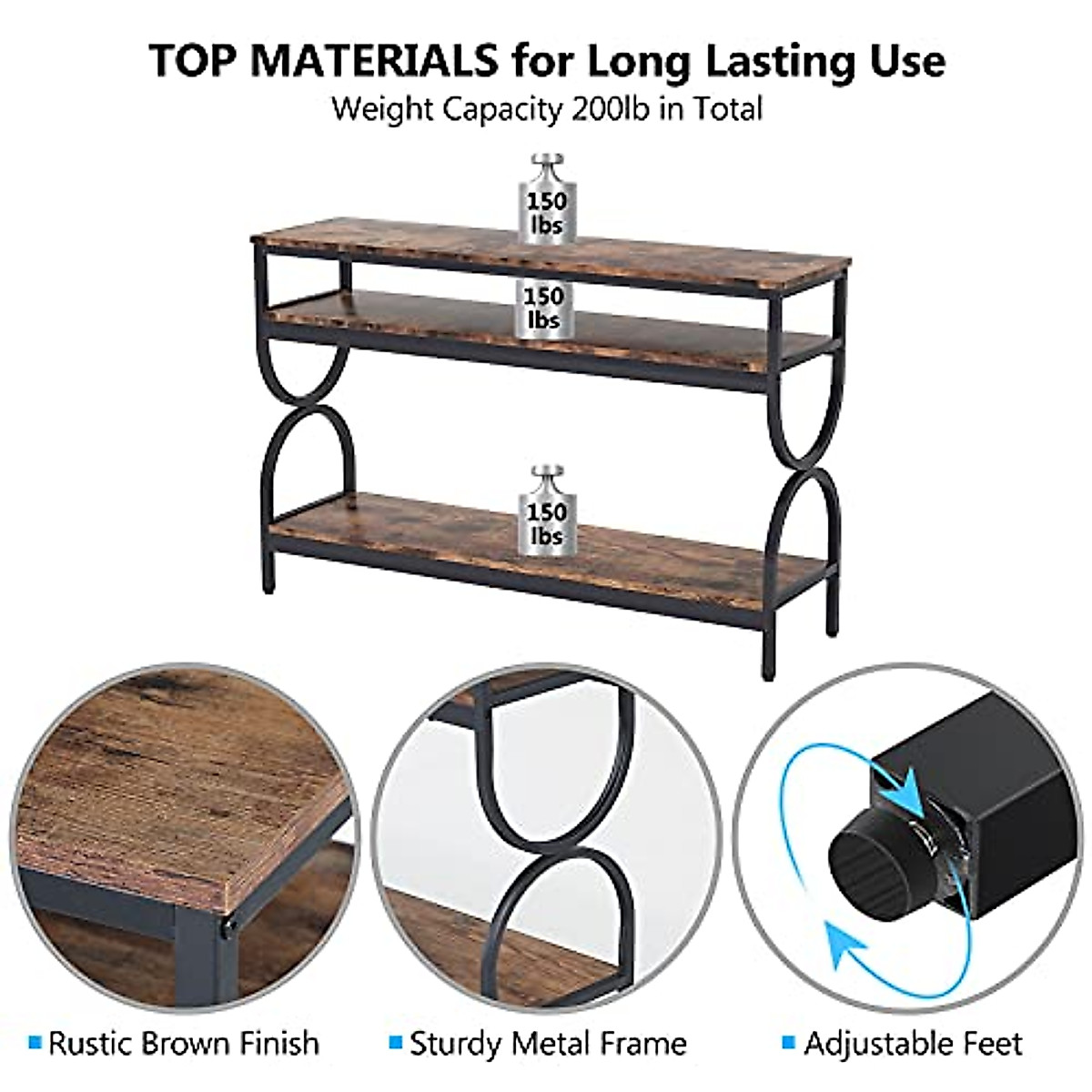 LITTLE TREE 55 Inch Long Narrow Entryway Hallway Accent Console Table Industrial TV Stand