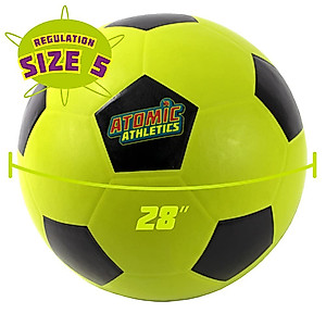 K-Roo Sports Atomic Athletics Neon Rubber Playground Balls - 6 Pack of Regulation Size, includes Pump & Storage Bag - Soccer Ball