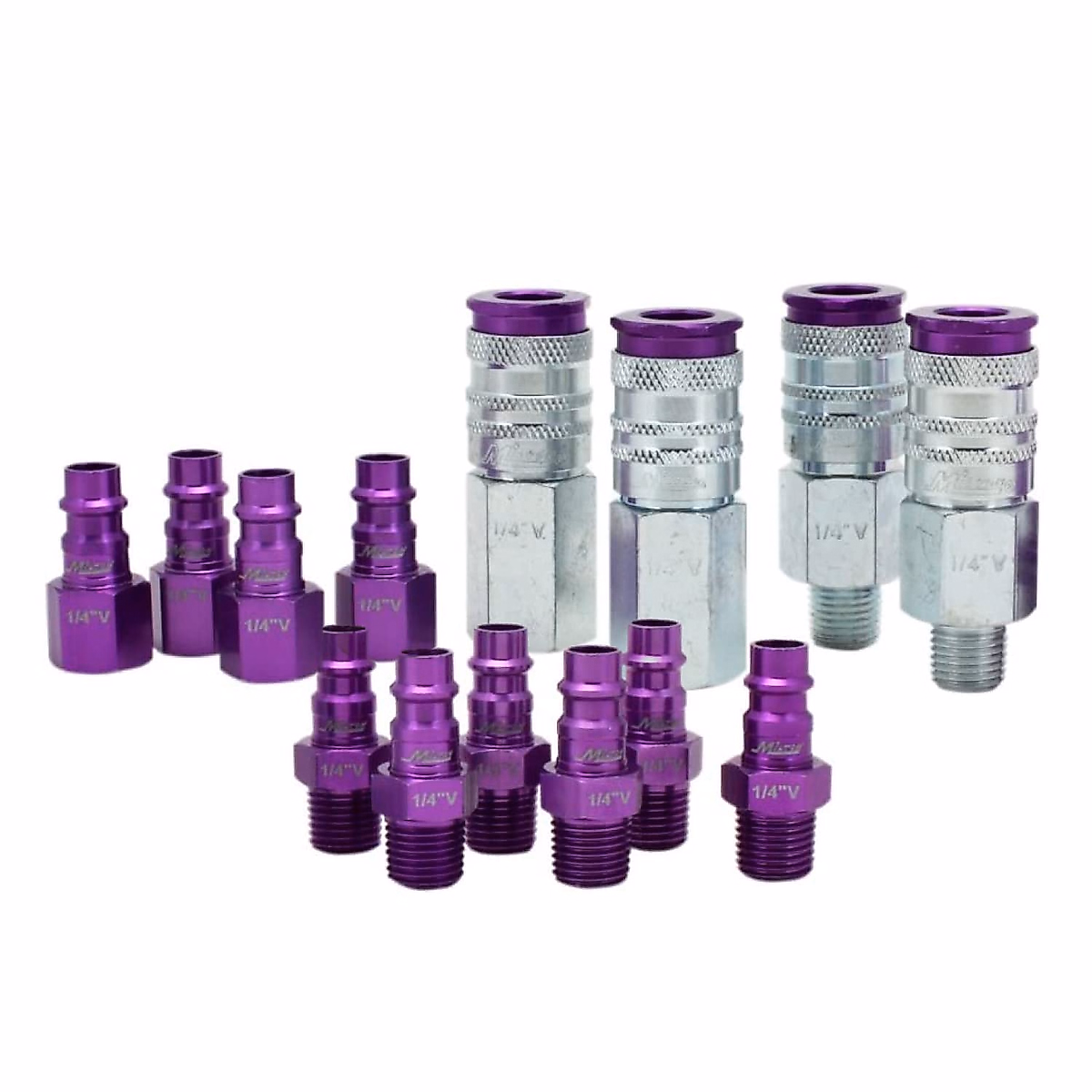 Milton S-314VKIT Kit, 14pc Hi-Flo V style 1/4", Purple