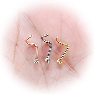 Briana Williams Nose Rings 10Pcs 20G Nose Screw Rings Studs Surgical Steel Sliver Piercing Jewelry 2mm Clear CZ