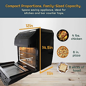 iCucina Digital Air Fryer, 10 Qt Air Fryer Oven with 8 Cooking Presets and Air Fryer Accessories, Chicken Rotisserie, Rotating Mesh Basket