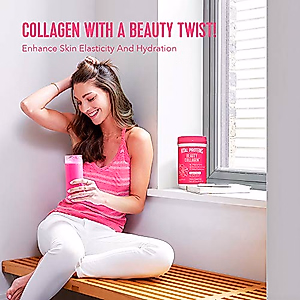 Vital Proteins Beauty Collagen Peptides Powder Supplement for Women, 120mg of Hyaluronic Acid - 15g of Collagen Per Serving - Enhance Skin Elasticity and Hydration - Tropical Hibiscus - 9.6oz Canister