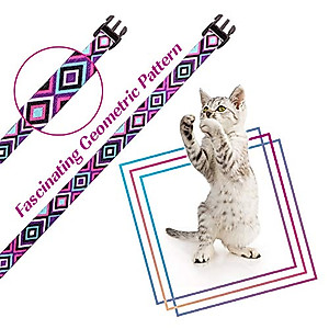 Cat Harness and Leash Set Geometric Pattern Escape Proof Adjustable for Kitty Outdoor Walking(Purple)