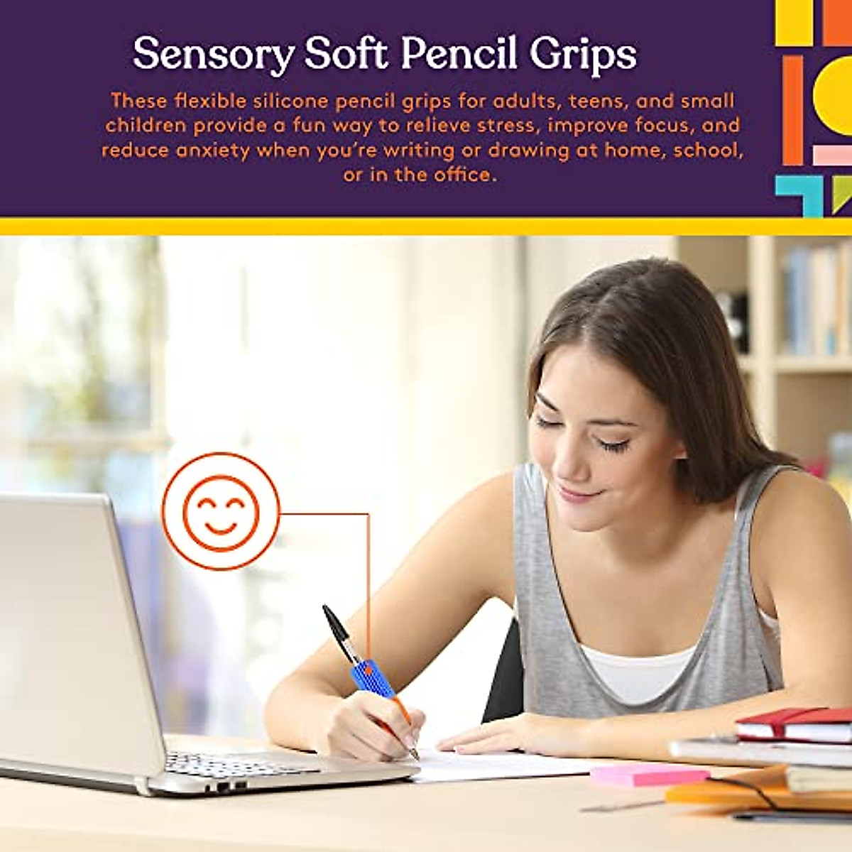 Special Supplies 50 Squishy Pencil Grips for Kids and Adults - Colorful, Cushioned Holders for Handwriting, Drawing, Coloring - Ergonomic Right or Left-Handed Use - Reusable (50)