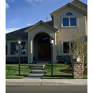 John Timberland Bellagio 21 1/4" High Country Traditional Outdoor Post Light Fixture Pole Porch House Exterior Lantern Weatherproof Texturized Black Finish Metal Clear Glass Shade Outside Front Door