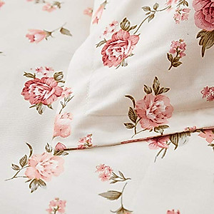 Brandream 5-Piece Beige Quilts 100% Cotton King Size Quilt Bedding Set Shabby Rustic Rose Matelasse Coverlet Set