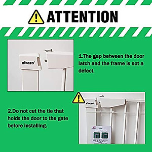 ALLAIBB Walk Through Baby Gate Auto Close Tension White Metal Child Pet Safety Gates with Pressure Mount for Stairs,Doorways and kitchen (White, 57.09"-59.84")