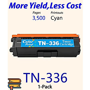 1-Pack ColorPrint Compatible TN336 Cyan Toner Cartridge High Yield Replacement for Brother TN-336 TN336C TN336 TN331 Work with HL-L8350CDW MFC-L8850CDW HL-L8350CDWT HL-L8250CDN MFC-L8600CDW Printer