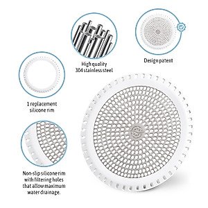 Ultra ShowerRing, The Ultimate Shower Drain Protector/Hair Catcher/Strainer/Snare/Cover (White)