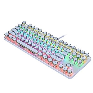 K917 RGB Mechanical Gaming Keyboard 87Key Retro Keyboard-Blue Switch-LED Backlit- Round Keycaps Anti-Ghosting Mechanical Illuminated Keyboard for PC Gaming and MAC (Retro-White)