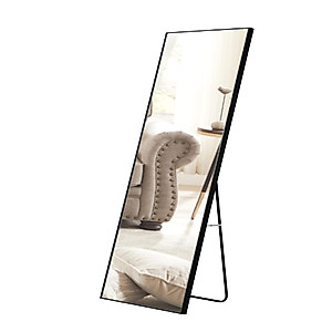 TECNR Black Solid Wood Frame Full-Length Mirror, Dressing Mirror, Bedroom Home Porch, Decorative Mirror, Clothing Store, Floor Mounted Large Mirror, Wall Mounted.65 * 23"