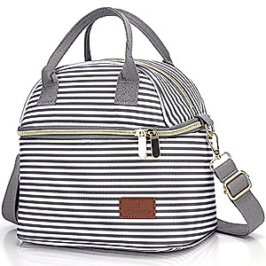 VS VOGSHOW Insulated Lunch Bag Women Kids, Double Deck Reusable Lunch Bag for Girls, Small Cute Lunch Bags for Women Teens, Freezable Lunchbag for Work, 9L