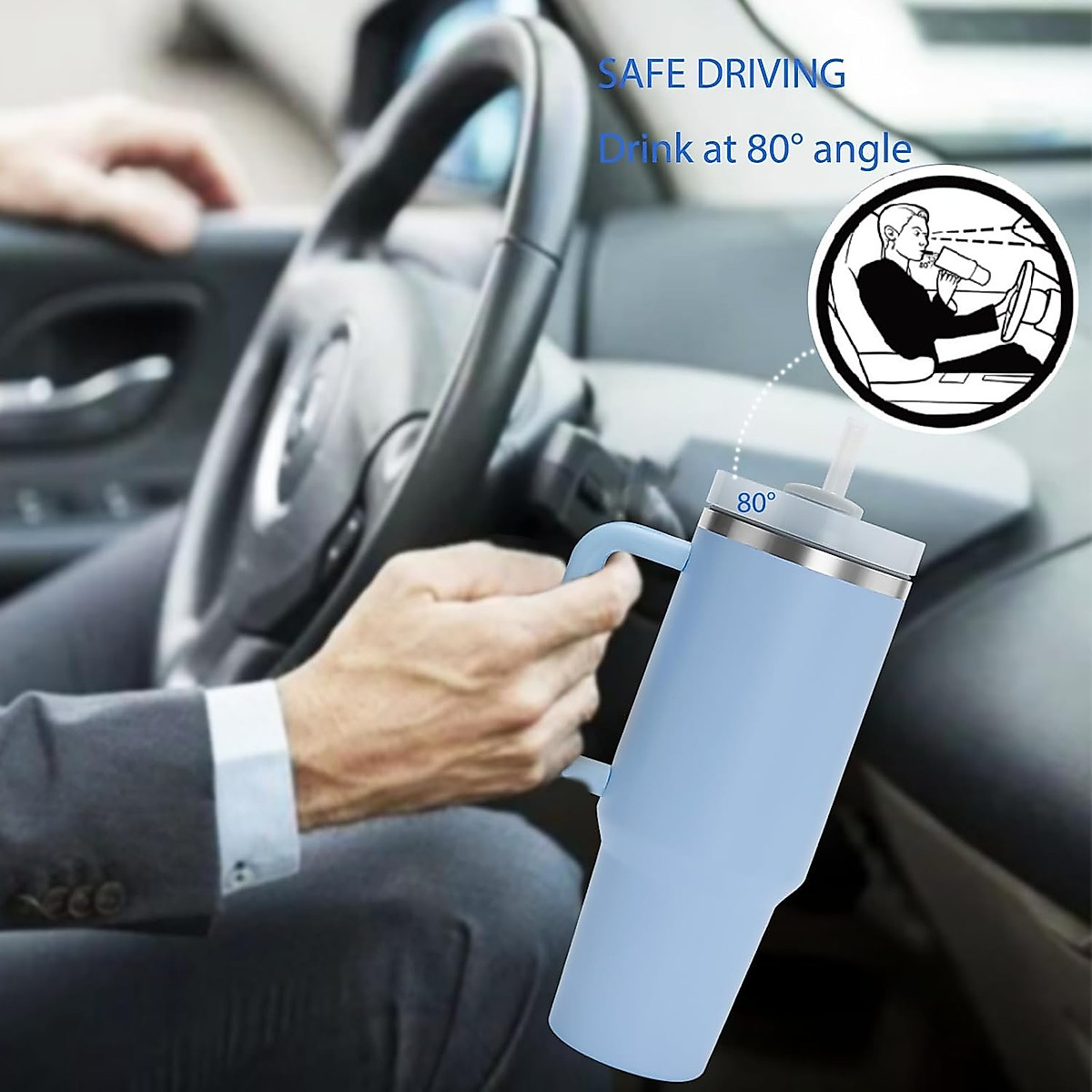 UnowYi 40 oz Tumbler With Handle and Straw Lid, Stainless Steel Vacuum Insulated Tumbler, Travel Mug Straw Covers Cup for Water, Iced Tea or Coffee, Smoothie, Gifts for Women Men