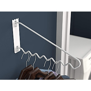 ClosetMaid Hanging Bar Valet Rod for Wall or Door Mount Installation, Hardware Included, Folding Design, Durable Steel, White, 11.75