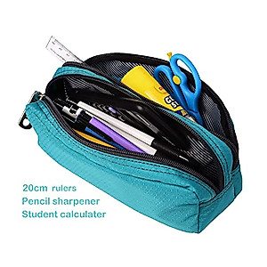 Pencil Case Large Capacity Pen Bag Makeup Pouch Durable Students Stationery Two Big Pockets With Double Zipper Green
