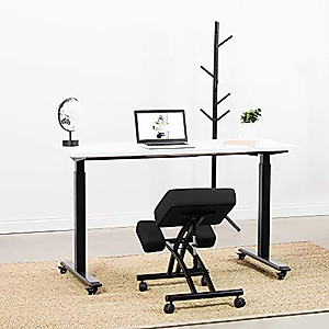 VIVO Kneeling Chair with Wheels, Adjustable Ergonomic Stool for Home and Office, Mobile Angled Posture Seat, Steel Frame & Black Cushions, CHAIR-K05B