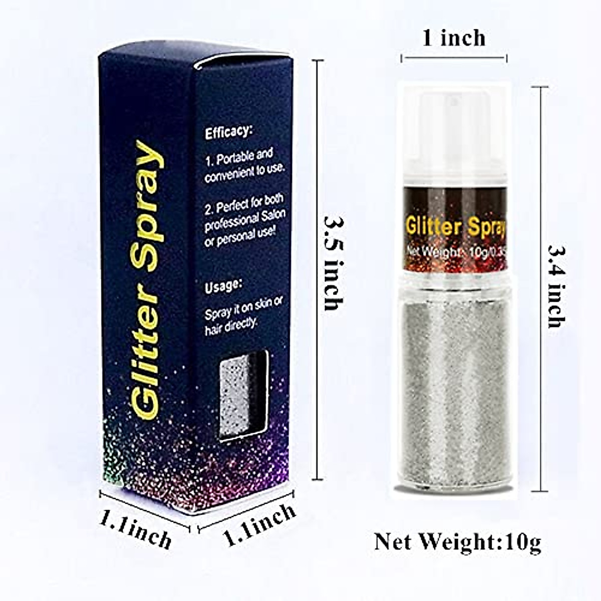 Go Ho Hair and Body Glitter Spray,Festival Glitter Powder Makeup for Hair/Body/Clothes,Silver Glitter Spray Loose Sparkle Powder Makeup for Body Highlighter,Festival Rave Accessories,10g