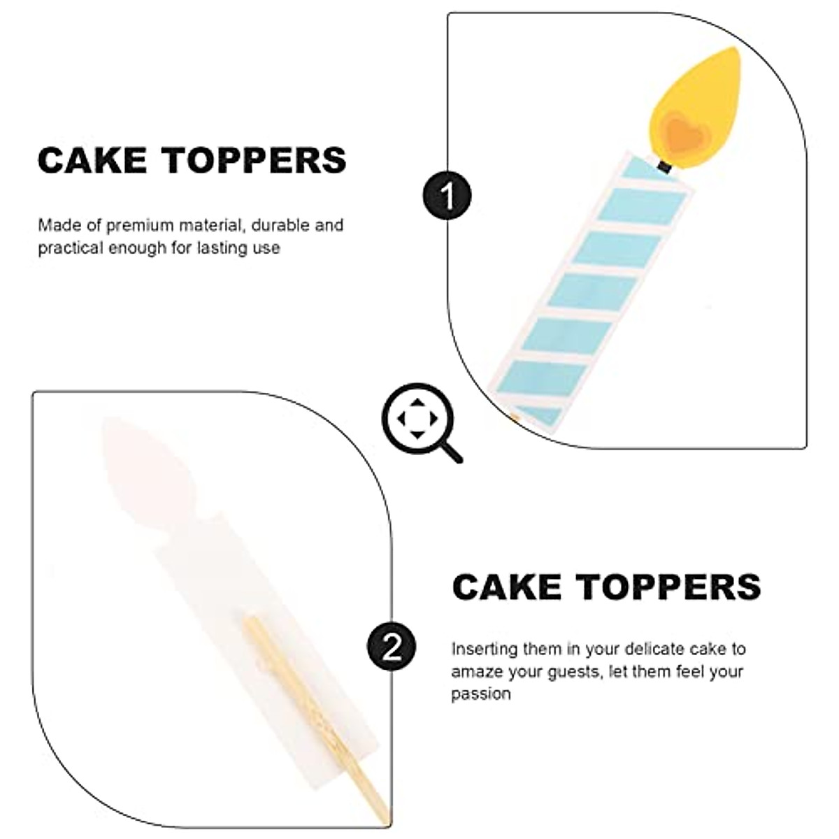 Gadpiparty Vintage Decor Candle Shape Wooden Paper Dessert Picks Wedding Birthday Holiday Cake Decorations Baby Decor