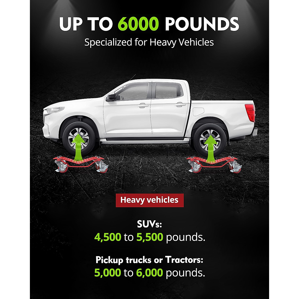 DEXSO [6000 lbs] Tire Wheel Dolly Car Set of 4, Heavy Duty Carbon Steel Car Mover with Antiskid Plate & 360 Degree Rotatable Wheel, 16"*13", Red