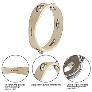 MUSICUBE Tambourine for Adults Kids 3 Packs Wood Tambourine Hand Held Metal Jingles Percussion musical instruments for Church Education Party Supply (6-Inch, 8-Inch, 10-Inch)